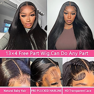 daparo 26inch Straight Lace Front Wigs Human Hair Pre Plucked 180% Density Glueless 13x4 HD Lace Frontal Wigs Human Hair Natural Hairline Brazilian Virgin Human Hair Wigs for Women