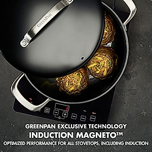 GreenPan GP5 Hard Anodized Advanced Healthy Ceramic Nonstick, 8QT Stock Pot with Insulated Lid, PFAS-Free, Induction, Dishwasher Safe, Oven & Broiler Safe, Black