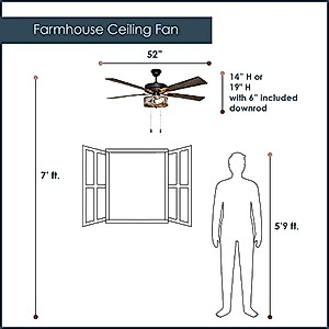RIVER OF GOODS 52 Inch LED Modern Farmhouse Ceiling Fan with Light - Rustic Ceiling Fans with Lights - Elegant Industrial Fan with Mesh Metal Caged Shade - Brown