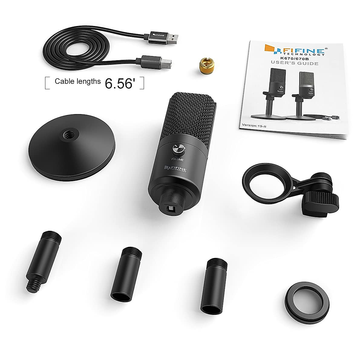 Fifine Podcast Microphone USB with Headphone Monitoring 3.5mm Jack and Pluggable USB Connectivity Cable for Computer,PC,Mac/Windows,Recording Voice Over, Streaming Twitch/Gaming/YouTube/Discord-K670B