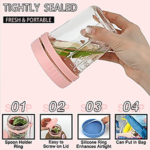 KITANIS Mason Jar Lids Wide Mouth,5 Pack Plastic Overnight Oats Jar Lids with Spoon and Holder, 3.4 inch Drinking Lids for Milk,Cereal,Fruit(Jars not Included)