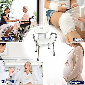 MAYCARE Heavy Duty Shower Chair Bath Seat for Inside Shower,with Padded Armrests and Back,Medical Tool Free Anti-Slip Shower Bench Bathtub Stool for Elderly, Senior, Handicap & Disabled (3102A)
