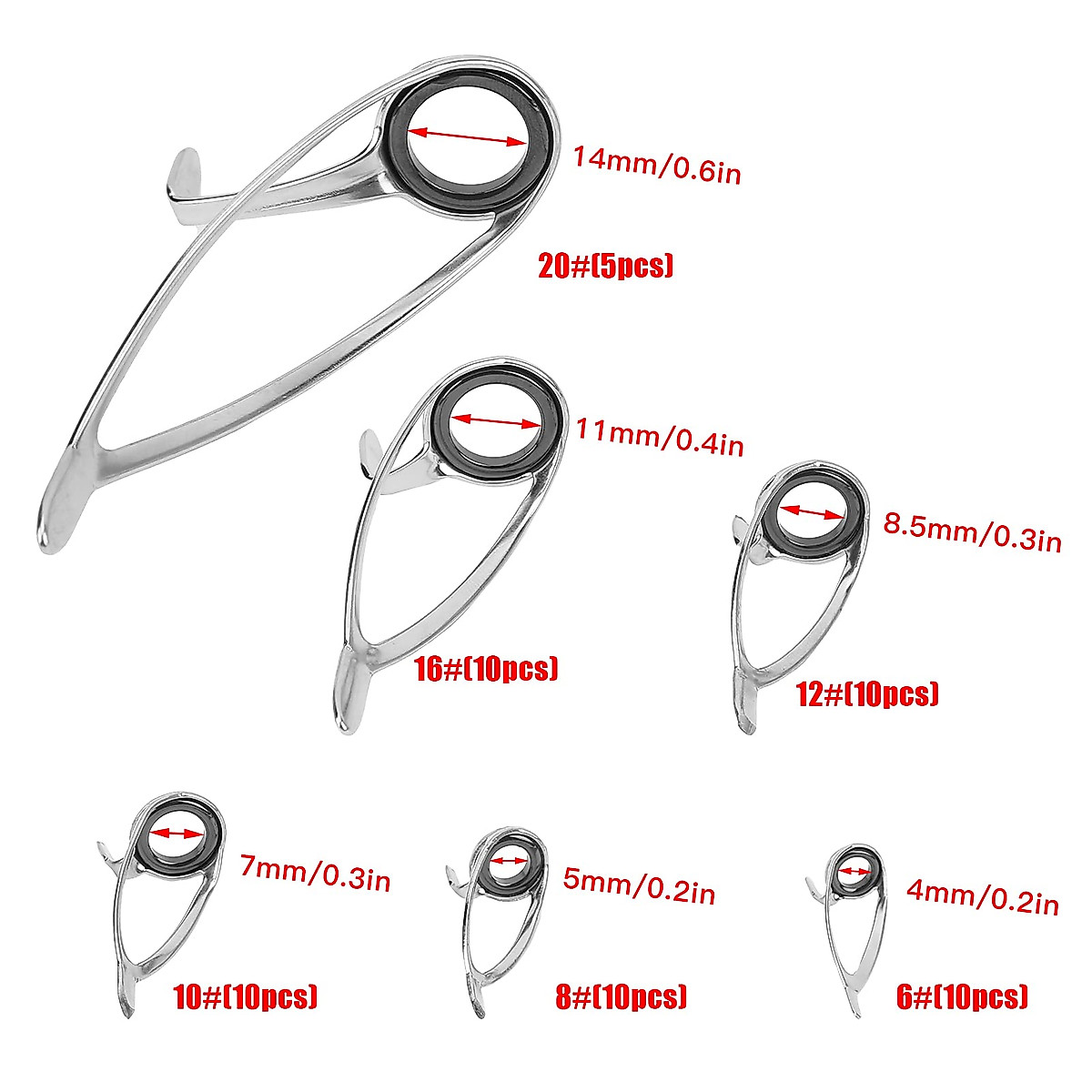 Keenso Double Foot Guide Ring Kit, 55Pcs High Carbon Steel Ceramic Double Foot Guide Ring Light Fishing Rod Tip Repair Kit Other fishing tools and accessories