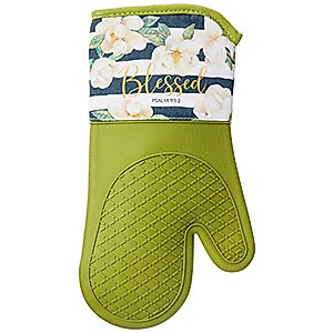African American Expressions - Oven Mitt/Pot Holder Silicone Set, Blessed Magnolia, 36 x 26 Inch, KM-02
