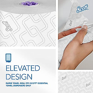 Scott® Essential High-Capacity Hard Roll Towels (02001), with Elevated Design and Absorbency Pockets™, for Purple Core Dispensers, White, Unperforated, (950'/Roll, 6 Rolls/Case, 5,700'/Case)