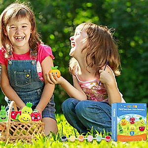Funto Paint Your Own Fruits Painting Kit, 13 PCS Crafts Set for Kids, STEAM Project Creative Activity DIY Toys with 6 Figurines, 6 Paint Pots, 1 Brush