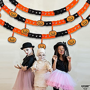 Halloween Pumpkin Garland - 10 Feet, 2 Pieces | Halloween Banner for Mantle | Halloween Garland, Halloween Birthday Party Decorations | I Smell Kids Halloween Decorations | Halloween Party Decorations