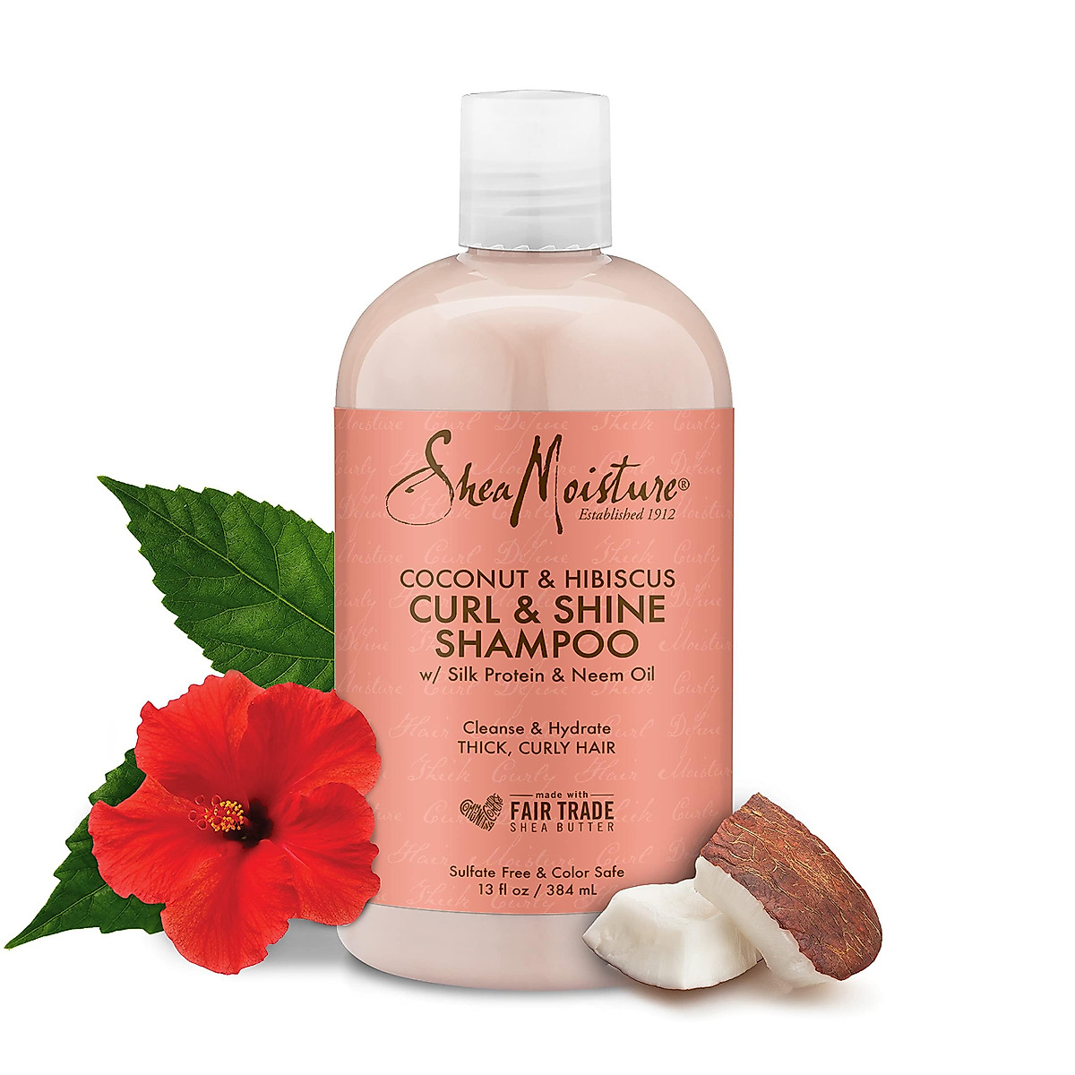 SheaMoisture Shampoo Curl and Shine for Curly Hair Coconut and Hibiscus Paraben Free Shampoo 13 oz