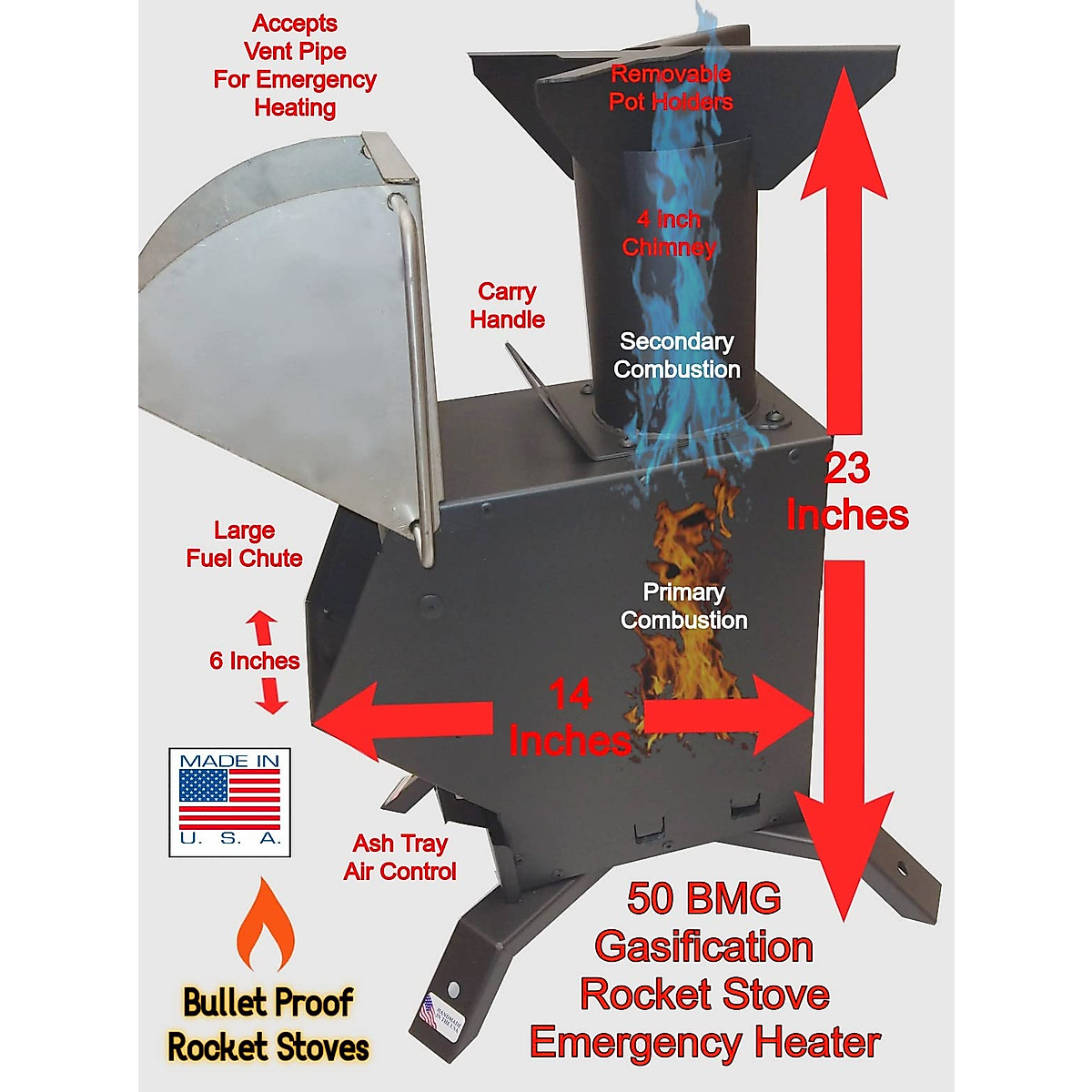 Bullet Proof Rocket Stoves 50 BMG Cooking and Emergency Tent Heater