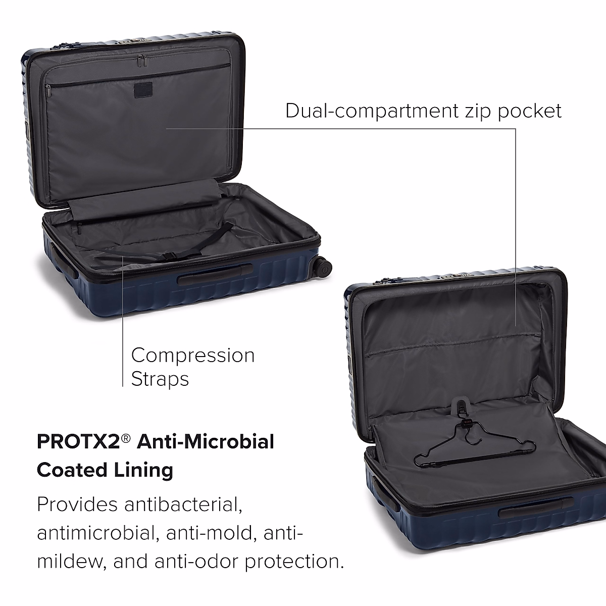 TUMI - 19 Degree Extended Trip Expandable 4 Wheeled Packing Case - Hard Shell Suitcase - Roller Suitcase Checked Bag - Navy