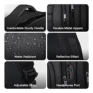 LCKPENG Extra Large Backpack, Business Travel Laptop Backpack for Men, Extra Large Lightweight TSA Approved Carry On Backpack, Computer Backpack for 17.3 Inch Laptop with USB Port, Black