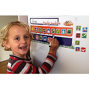 Kids Daily Routine Charts - Magnetic Refrigerator Behavior Chart for Kids to Help Your Child with Their Morning & Evening Routines by Monkey & Chops