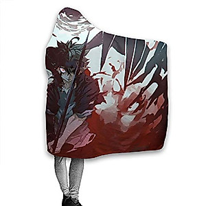 Jaxia Black-Clover- Hood Wearable Blanket for Adult Women and Men, Super Soft Comfy Warm Plush Throw with Sleeves Tv Blanket Wrap Robe Hoodie Cover for Sofa, Couch 80x60 Inch