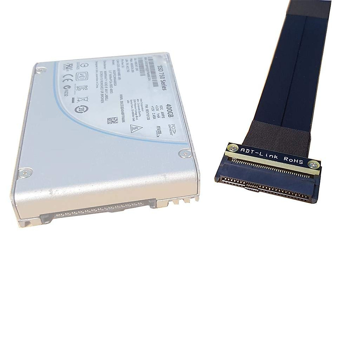 ADT-LINK R27SF U.2 NVMe SSD to PCI-E 3.0 x4 SFF-8639 NVMe PCIe Extension Data Cable High Rate Transmission 8G/BPS (30cm)