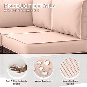 UDPATIO Outdoor Replacement Cushions for Patio Furniture, Water-Resistant Patio Cushions for 6-Seat Sectional Patio Conversation Sets, 14-Piece Outdoor Couch Cushions Patio Sofa Cushions (Beige)