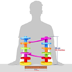 Ball Drop Educational Toy with Bridge - Advanced Spiral Swirl Ball Ramp Activity Playset for Toddlers