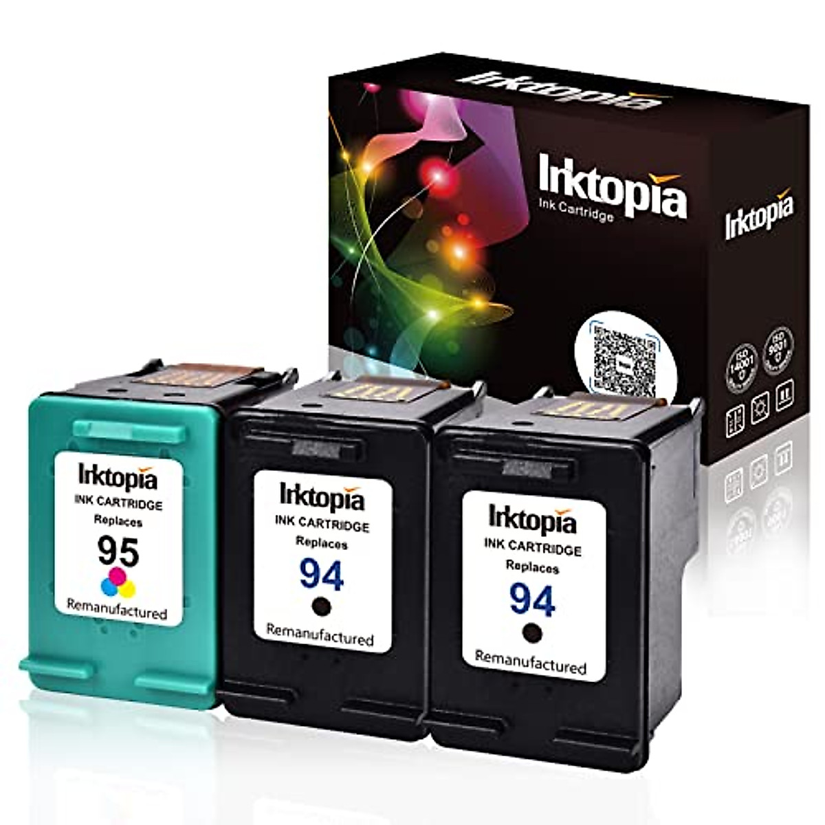 Inktopia Remanufactured Ink Cartridge Replacement for HP 94 and HP 95 C9354BN C8765WN C8766WN for Officejet 150 100 H470 9800 7310 7210 Deskjet 460 PSC 1610 2355 Printer (2 Black 1 Tri-Color)