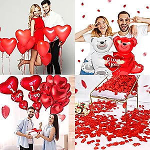 I Love You Balloons, Red Heart Balloons for Valentines Day Decor, Big 40 In Teddy Bear, 1000 Red Rose Petals Wedding Flower for Anniversary Romantic Decorations Special Night, Valentines Day Balloons