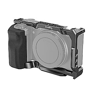 SMALLRIG ZV-E10 Cage with Silicone Handle and Built-in Threaded Holes, Cold Shoe and Quick Release Plate for Sony ZV-E10-3538