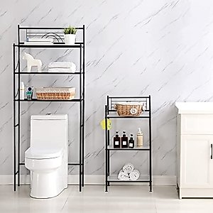 MallBoo 3 -Tier Over-The-Toilet Bathroom Spacesaver and 3 -Tier Standing Bathroom Shelves(Black)
