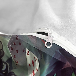 Joker Playing Card 3D Printedmagical Characters Bedding Set Quilt Cover Duvet Cover Comforter Covers with Pillowcases Microfiber 3 Pieces for Childrens And Adults with Zipper Closure Twin（173x218cm）