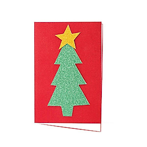 Baker Ross AW919 Christmas Glitter A4 Card - Pack Of 15, Festive Arts And Craft, Christmas Craft Supplies
