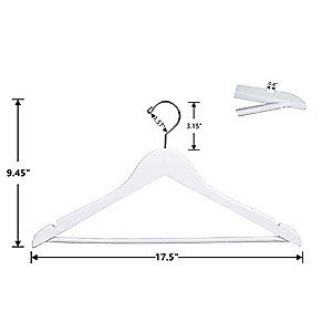Amber Home Solid White Wood Hanger 20 Top Hanger & 24 Bottom Hanger for Suit Coat Shirt Pants Skirt