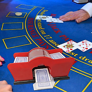 Evelots Playing Cards Shuffler - 2 Deck Card Holder, Easy Hand Cranked System, Card Shuffling Machine, Casino Card Shuffler for Blackjack Poker Texas Hold Em | Card Games