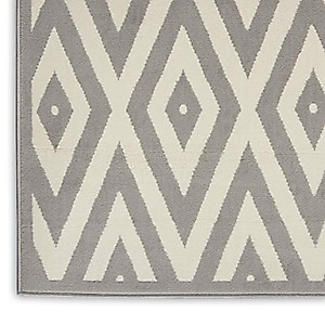 Nourison Grafix Mid-century White/Grey 5'3" x 7'3" Area -Rug, Easy -Cleaning, Non Shedding, Bed Room, Living Room, Dining Room, Kitchen (5x7)
