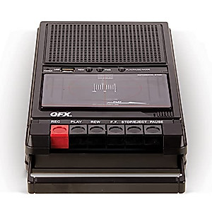 QFX RETRO-39 Portable Shoebox Tape Recorder, Analog Cassette Tape Deck with USB 2.0, Built-in Microphone, and a 3.5" Bluetooth Speaker,