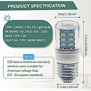 5304511738 LED Refrigerator Light Bulb (3.5W White) Replace PS12364857 AP6278388 4584444 KEI D34L Refrigerator Bulb Compatible With Frigidaire Kenmore Refrigerator