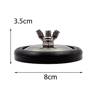 WFPOWER 4 Pack Base Magnet Warning Signs Holder, Universal Flag Holder, Rubber Pad & Wing Nut, Neodymium Heavy Duty Magnetic Mount for Warning Signs, Safety Flags, Oversized Load Flags, Wire Loop Flag