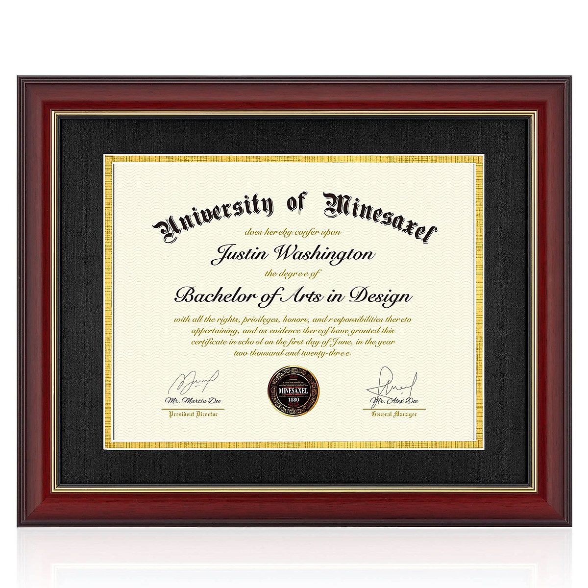 Minesaxel 11x14 Diploma Frame with 8.5 x 11 Opening Black Mat, Display 8.5x11 Degree Certificate Document, Wall Mount or Tabletop Display(Cherry Red)