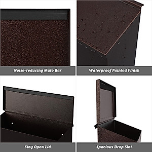 KYODOLED Wall-Mount Mailbox,Large Capacity Mail Box,Galvanized Steel Rust-Proof Metal Post Box,Mailboxes for Outside,15.7"x9.9"x4.9" Bronze
