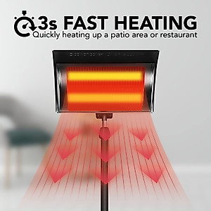 InfiniPower, Standing Patio Outdoor Heater for Balcony, Courtyard, With Overheat Protection, 750W/1500W, Large