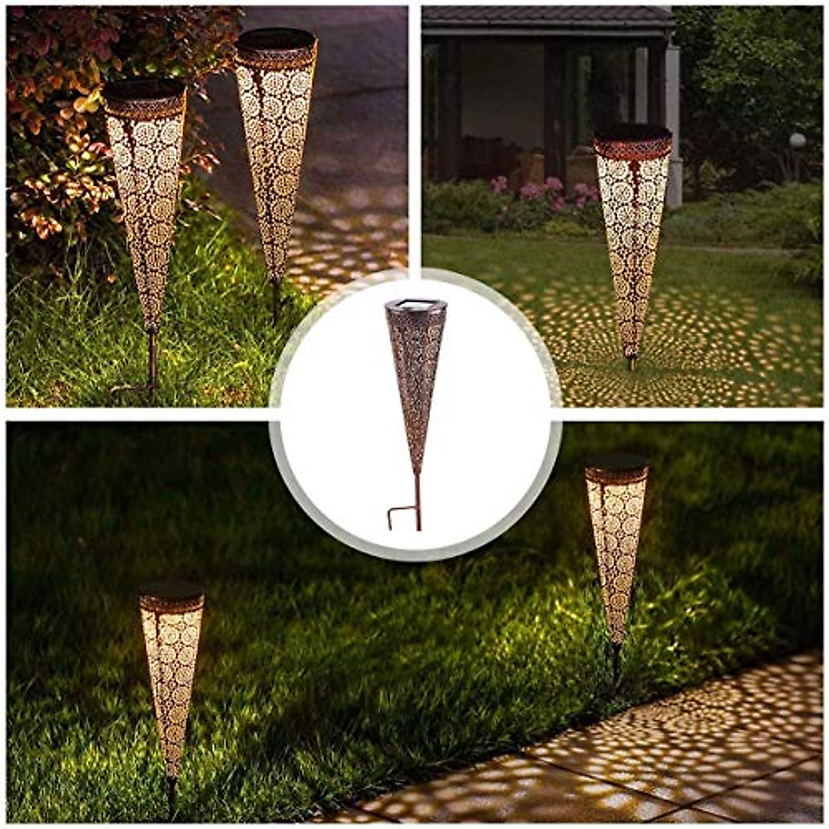 Mezone Solar Pathway Lights 2 Pack,Solar Powered LED Low Voltage Landscape Path Lights Garden Stake Lights Outdoor Dcorative Solar Lights In-Ground LED Light