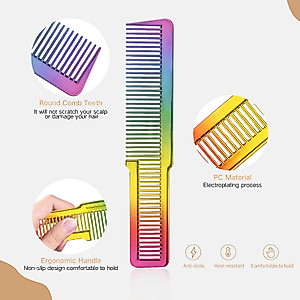 2 Pieces Barber Brush and Barber Comb Set, with Barber Blade Cleaning Brush Beard Brush Hair Cutting Comb, for Men Women Beauty Salons Home Use – Gold