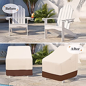 Tuyeho Patio Chair Cover 40 x 37 x 30 inch, 900D Heavy Duty Outdoor Adirondack Chair Cover, Waterproof & Weather Resistant for Your Patio Lounge Deep Seat Chair (Beige & Brown)