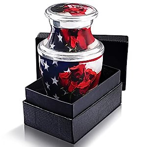 Mini Urn w/Velvet Bag, Funnel, Box – Memorial Funeral Urn Ashes Keepsake for Humans & Pets – Beautiful Cremation Urns - Aluminum Keepsake Urns for Human Ashes & Pets - Decorative Urns for Home Décor