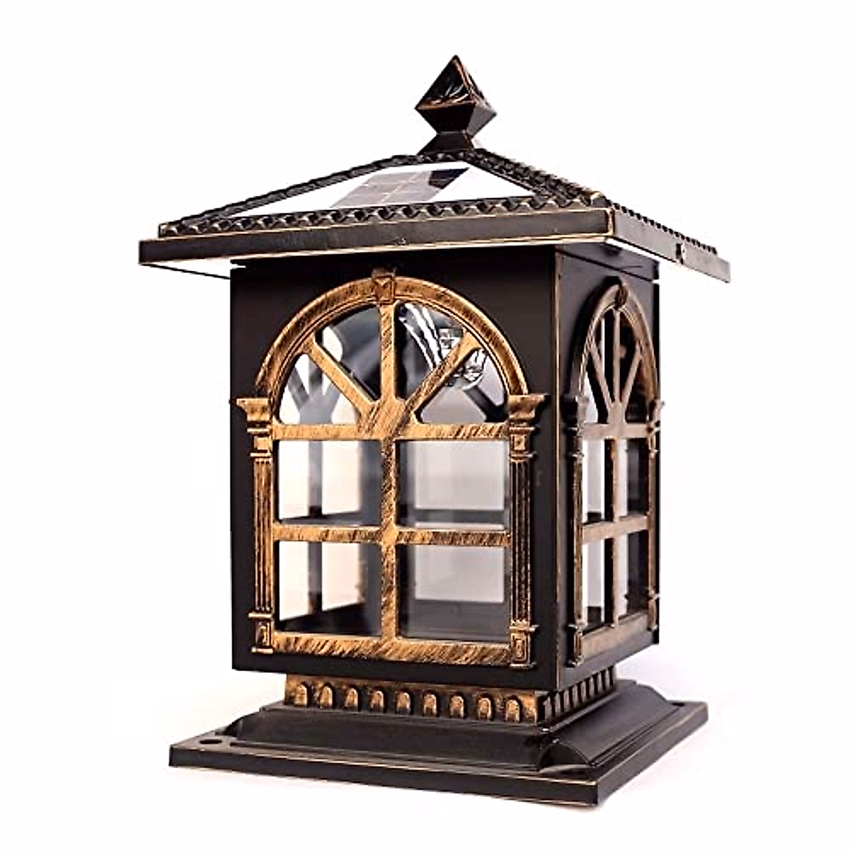 MODEBHD European Traditional Victoria Glass Lantern Outdoor Pillar Lamps Column Light Table Lamp Waterproof Column Lamp E27 Decoration Street Post Light Courtyard Garden Terrace