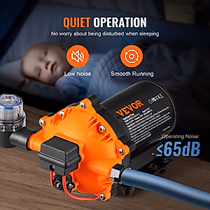 VEVOR Water Diaphragm Pump, 12V DC, 5.5 GPM Flow, 70 PSI Rated Pressure (40-100 PSI Adjustable), 1/2" MNPT Self Priming Sprayer Pump with Pressure Switch for Car Washing, Agricultural Irrigation