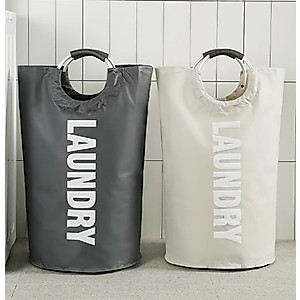 2 Pack 90L Laundry Basket,Waterproof Laundry Hamper,Dirty Clothes Hamper for Laundry, Laundry Baskets with Foam Protected Aluminum Handles for Laundry,Dorm,Family (Black, 2 Pack-90L)