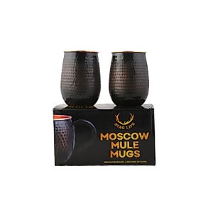 Staglife 20 Oz Black Matte Moscow Mule Pure Copper Tumbler Cups for Drinking Water, Genuine Copper Mugs for Moscow Mules, Hammered Real Solid Pure Copper Mug Cup, Gifts Set of 2, Large