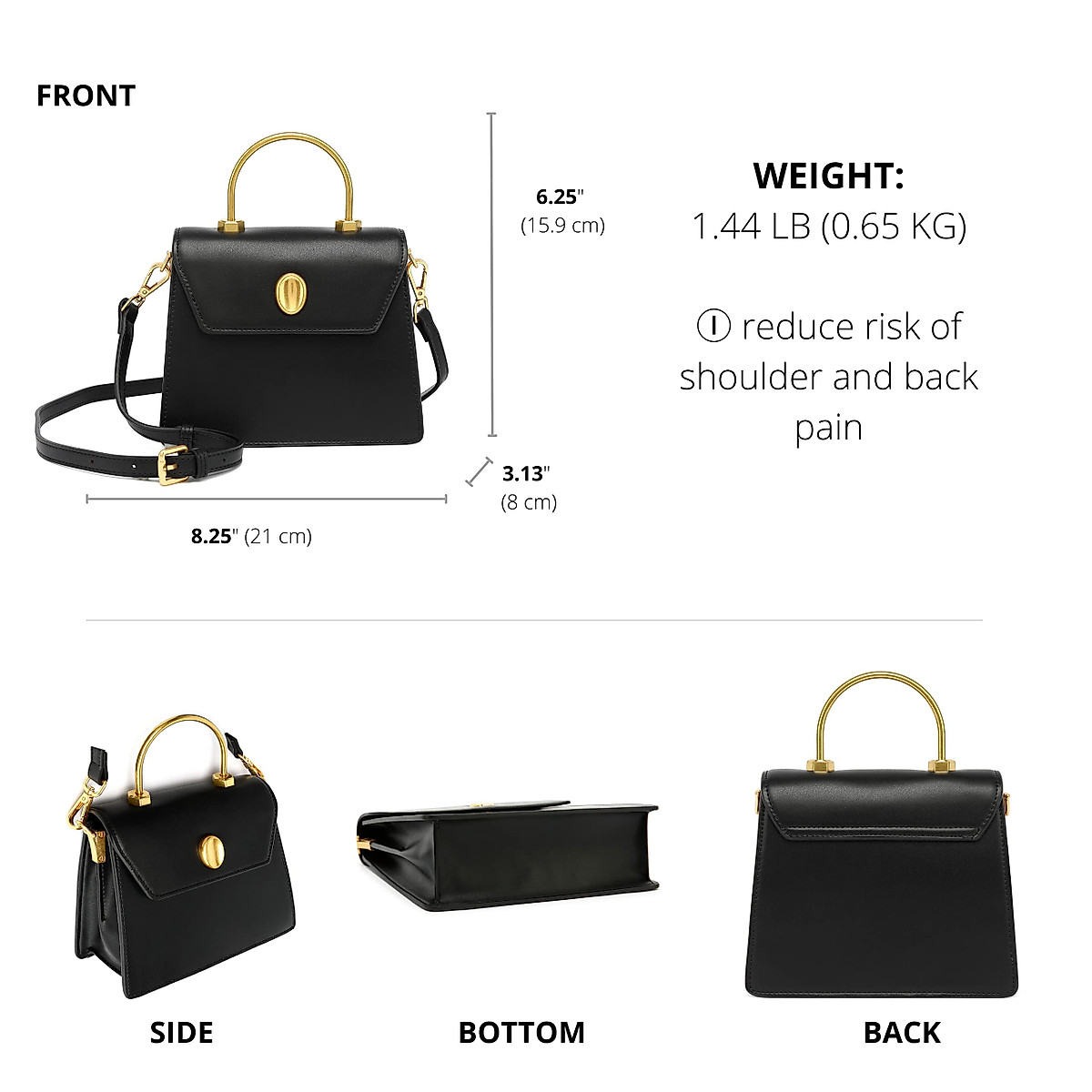 Scarleton Gold Top Handle Satchel Purses for Women, Handbags for Women, Crossbody Bags for Women, Shoulder Bag Purse Mini, H208401 - Black