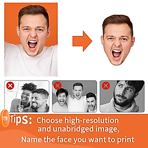 EnjoyView Custom Big Head Cutout, Giant Fun Fathead, Fat Head Cardboard Customize, Personalized Face Signs, Upload Your Photo, 1 Piece, 3 Size, Up to 36” Tall