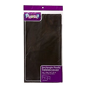 PACK OF 4 BLACK Disposable Plastic Tablecloths, 54 x 108"