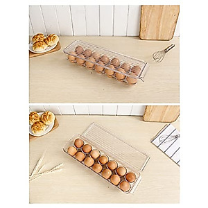 BELWAD 2 Pack Clear Food Grade PET Egg Holder with Lids & Handle,Large Capacity Stackable Fridge Egg Organizer Bin,Fits 14/21 Eggs,Transparent