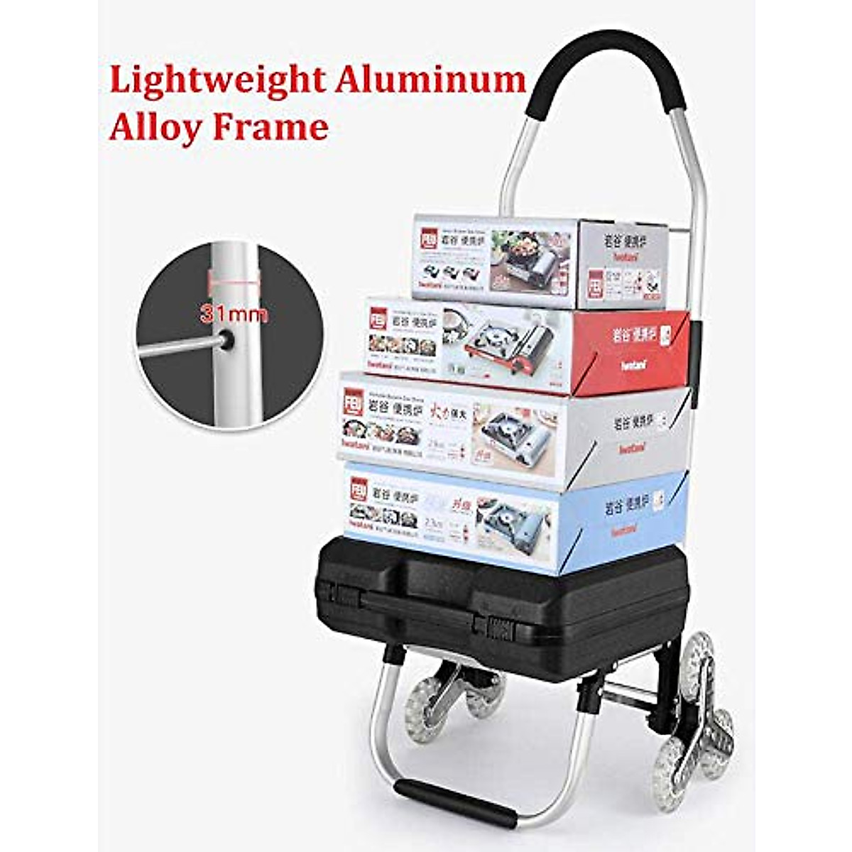 ATAAY Shopping Trolley, 2in1 Folding Shopping Cart & Hand Truck Super Loading 50kg - Labor Saving for Stair Climbing with Adjustable Bungee Cord (B: Blue)
