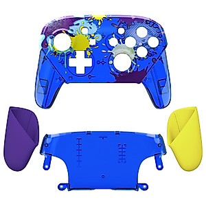 eXtremeRate Splattering Paint Faceplate Backplate Handles for Nintendo Switch Pro Controller, Replacement Hand Grip Housing Shell Buttons for Nintendo Switch Pro Controller - Controller NOT Included