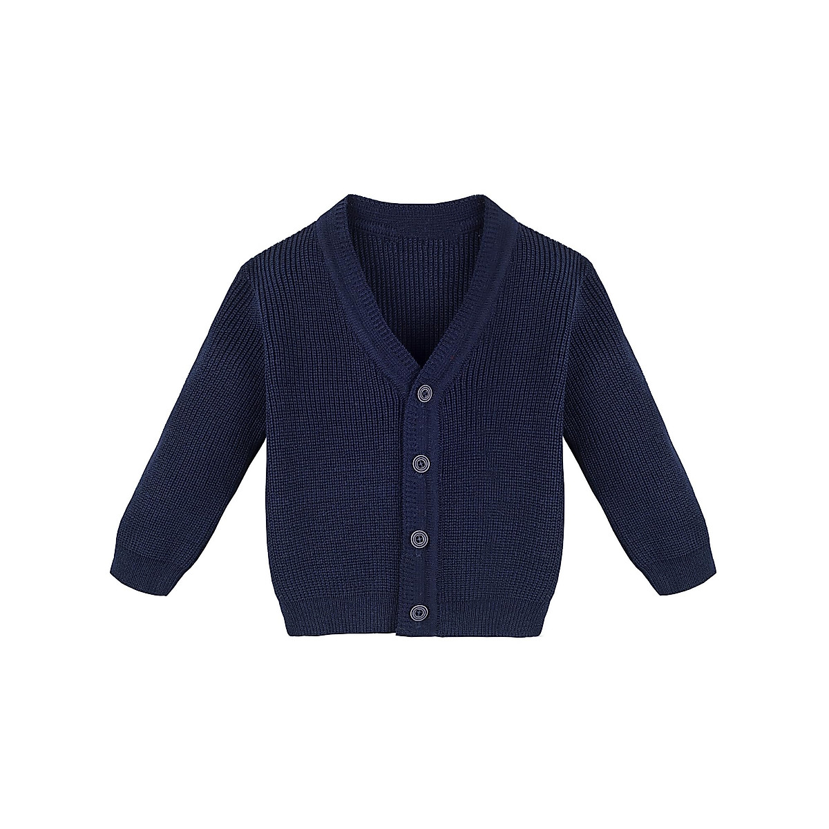 Lilax Baby Boys Basic Long Sleeve V-Neck Classic Knit Cardigan Sweater 12-18 Months Navy